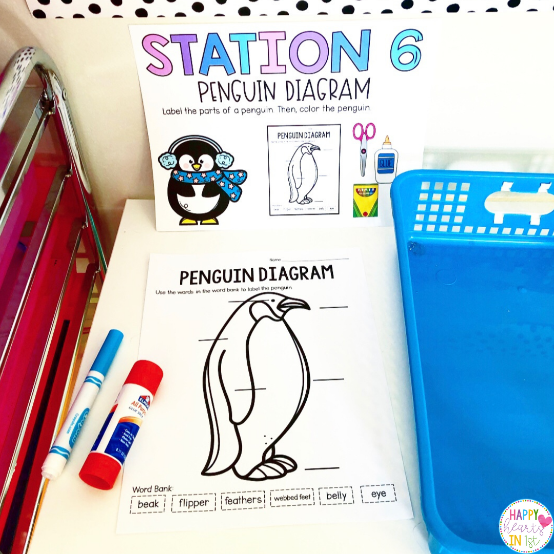 Penguin Stations and Activities - Happy Hearts in 1st