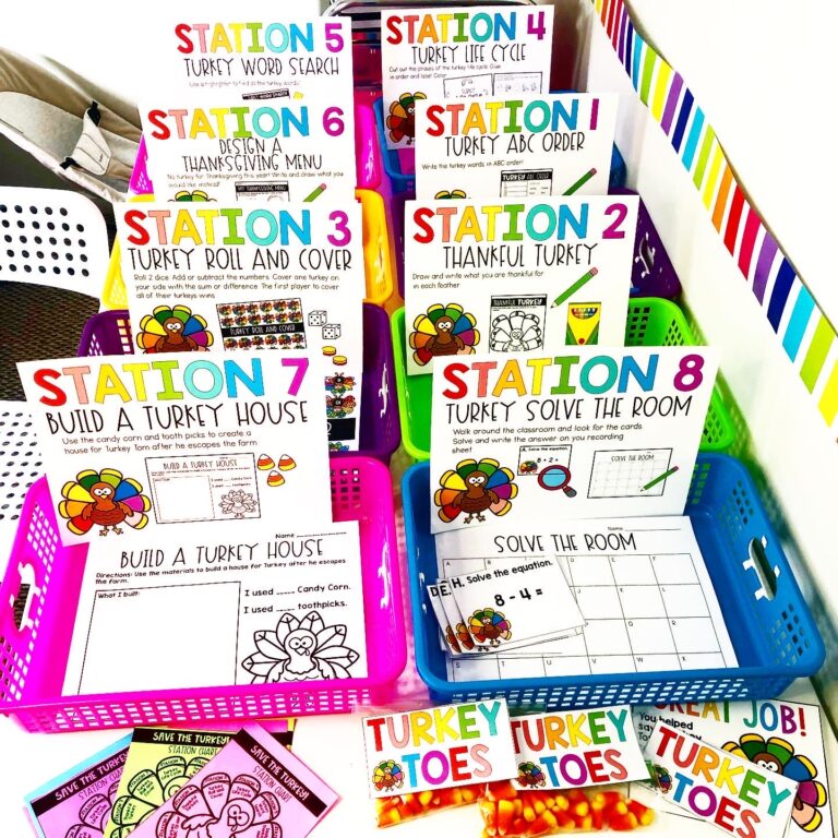Turkey Day Stations - Classroom Thanksgiving Activities - Happy Hearts ...