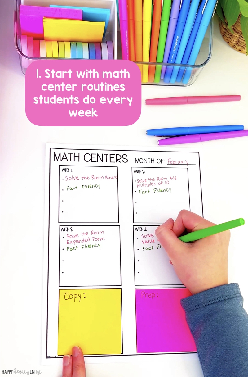 Organization Tips for Planning Math Centers - Happy Hearts in 1st