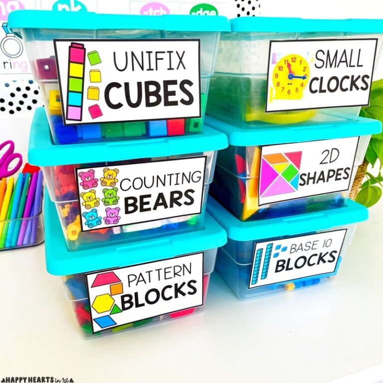 Effortless Math Manipulatives Organization in the K-2 Classroom - Happy ...
